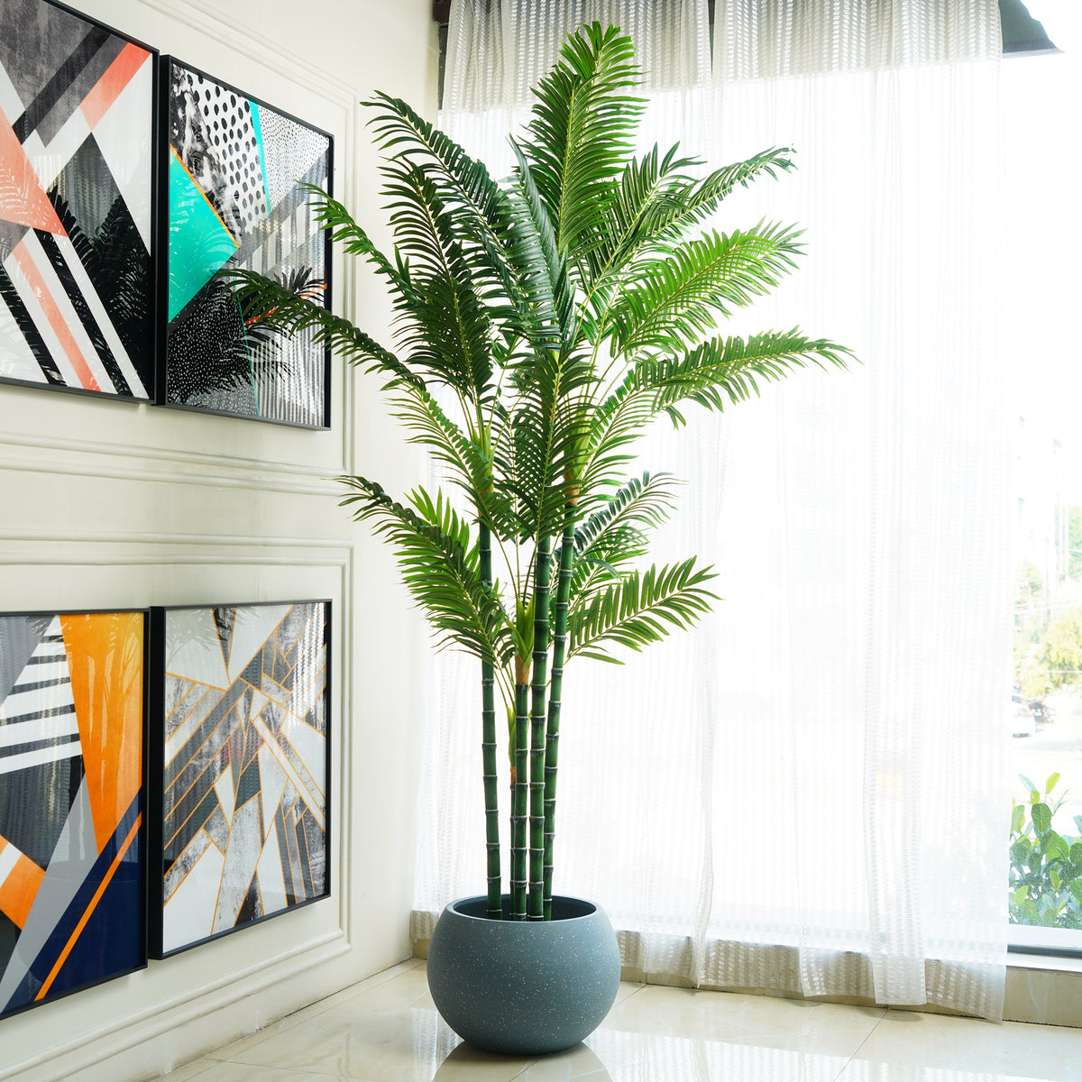 Golden Elegance - 6.5 Ft Tall Artificial Golden Palm Plant by La Muse ...